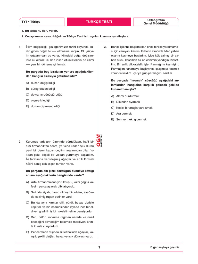 2022 Genel Deneme (TYT) | PDF