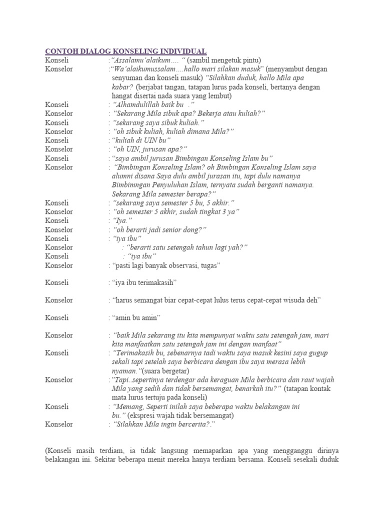 Contoh Dialog Konseling | PDF