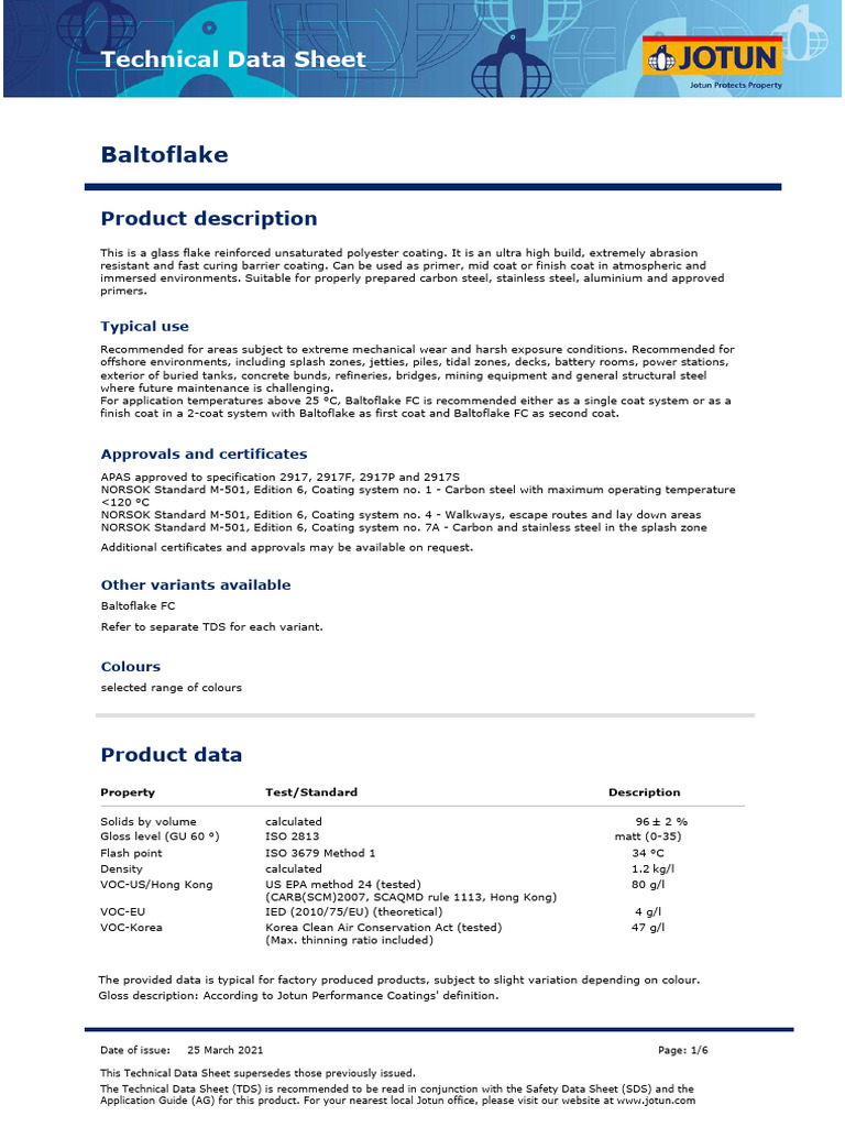 Baltoflake Technical Data Sheet | PDF