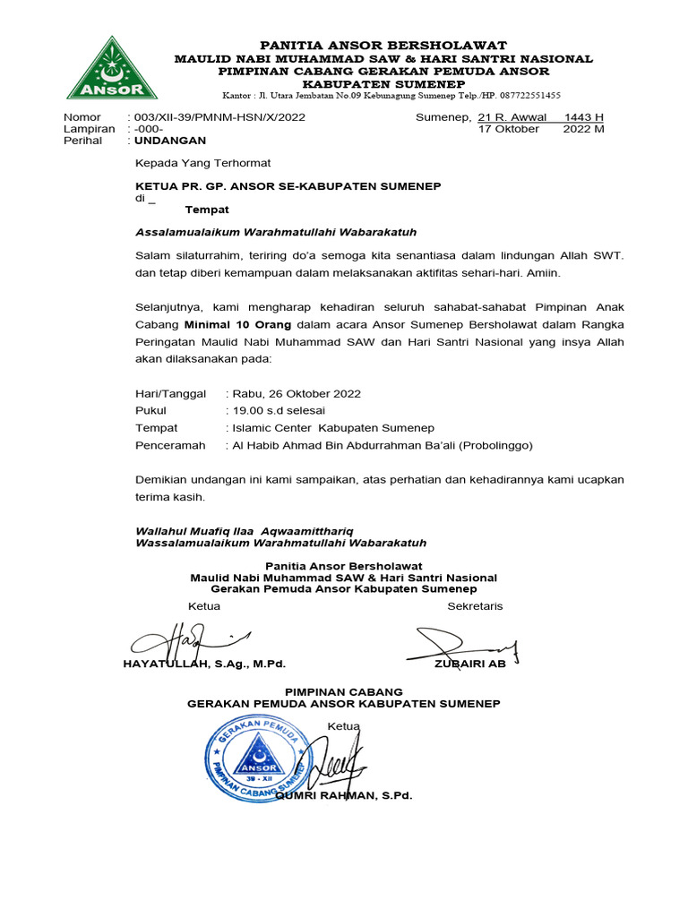 Undangan PR GP ANSOR SE-SUMENEP | PDF