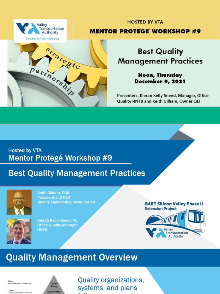MP #09 Workshop PPT Best Quality Management Practices 12 9 21 | PDF