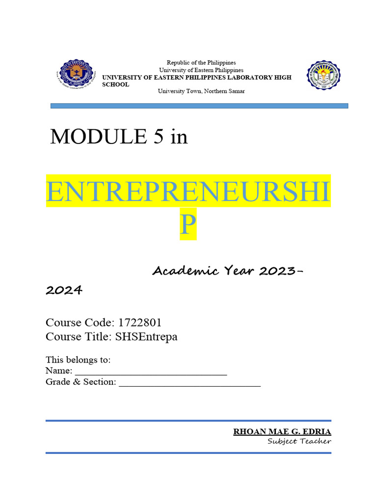 Module 5 | PDF | Entrepreneurship | Procurement