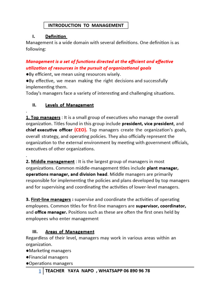 Introduction To Management | PDF