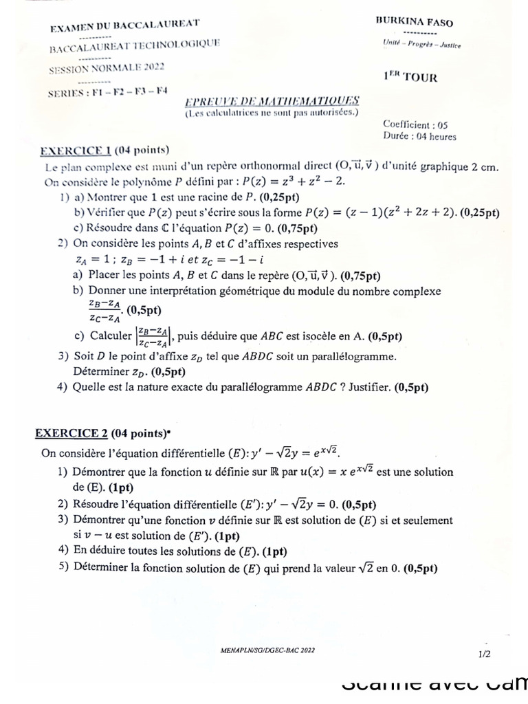 Bac F 2022 | PDF