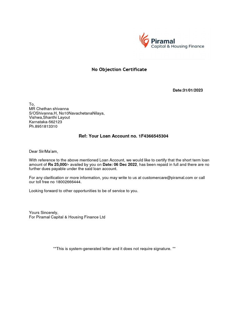 Primal Finance Noc | PDF