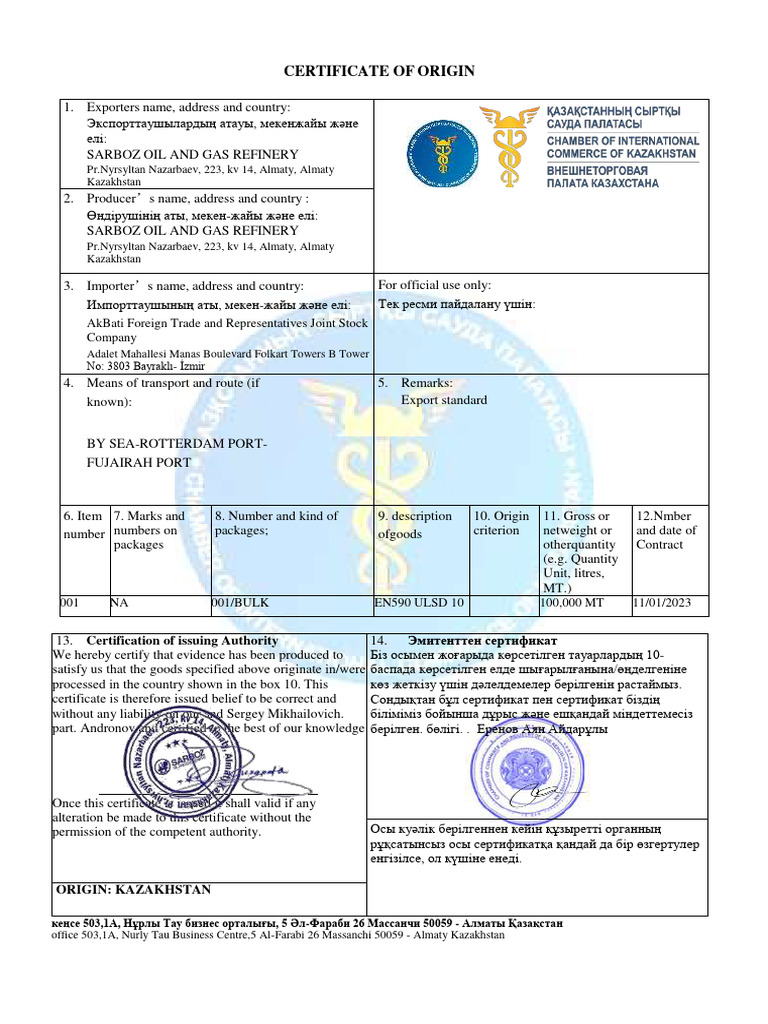 Certificate of Origin | PDF
