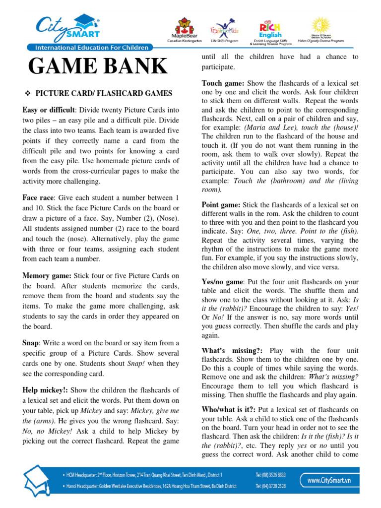Game Bank 1 | PDF | Question | Linguistics