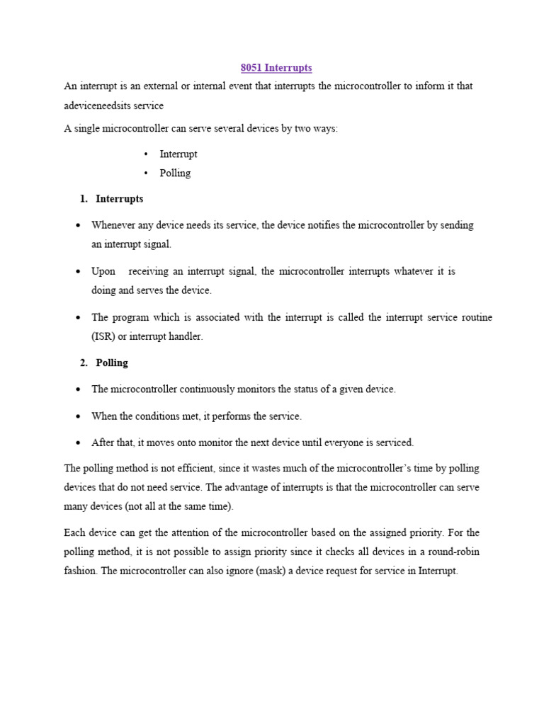 8051 Interrupts | Download Free PDF | Microcontroller | Computer Hardware