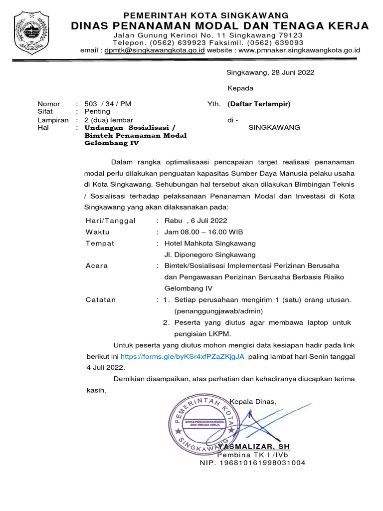 Surat Bimtek IV JULI 2022 | PDF Surat Bimtek IV JULI 2022 | PDF