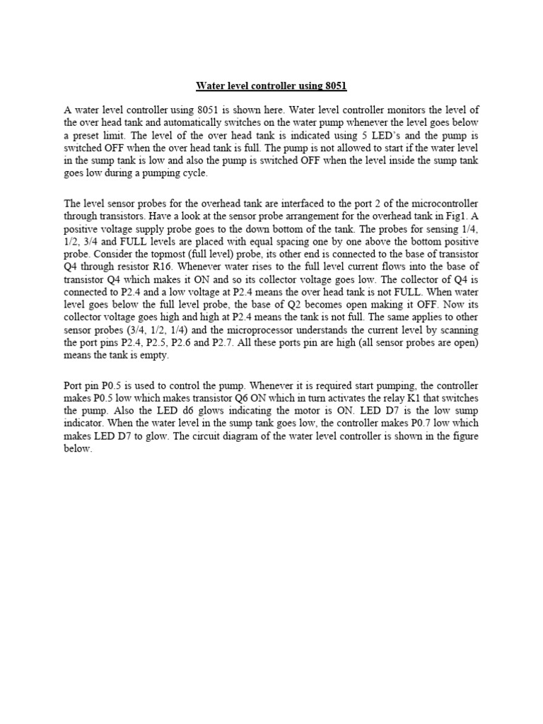 Water Level Controller and Traffic Light Controler Using 8051 | PDF ...