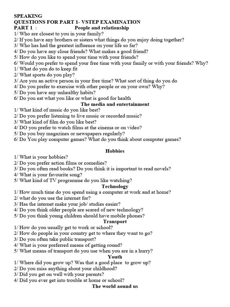 (123doc) Topics For Speaking Test b1 b2 c1 | PDF | Traffic | Road