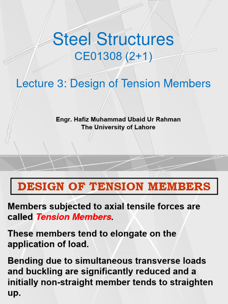 Lecture 3 - Design of Tension Members | PDF