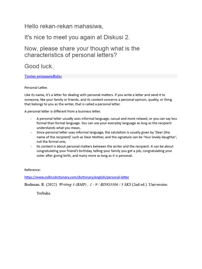 Writing 3 Diskusi 2 | PDF