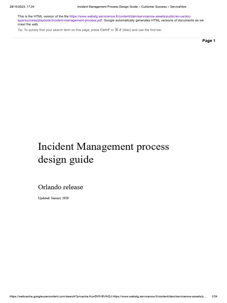 Incident Management Process Design Guide - Customer Success ... Incident Management Process Design Guide - Customer Success ...