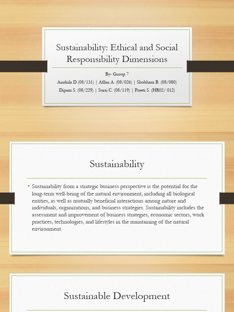 Sustainability: Ethical and Social Responsibility Dimensions | PDF | Corporate Social ...