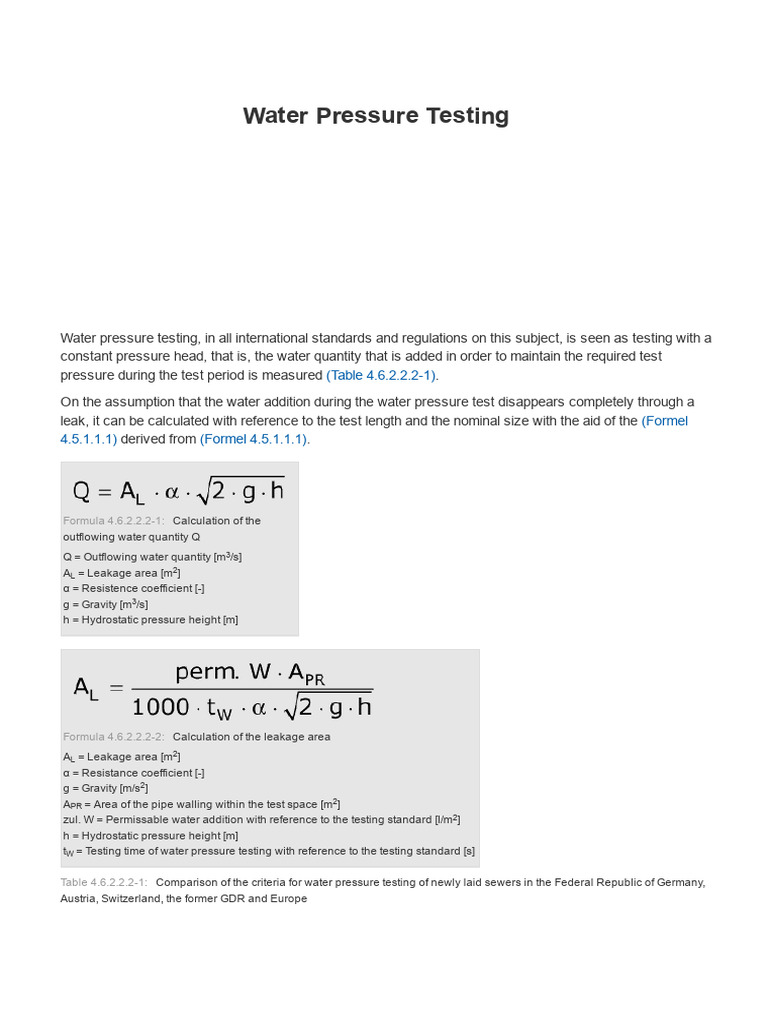 Water Pressure Testing | PDF