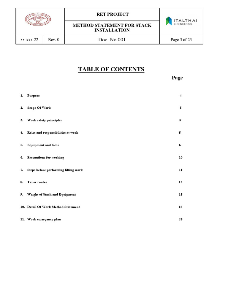 Method Statement For Lifting Stack | PDF | Crane (Machine) | Manufactured Goods