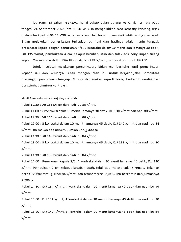 Soal Partograf Ny. Hani | PDF