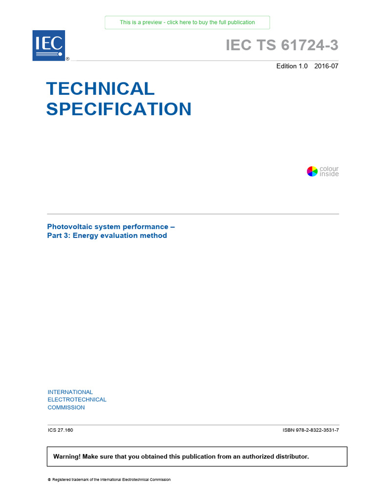 IEC TS 61724-3 - 2016 - Photovoltaic System Performance - Part 3 ...