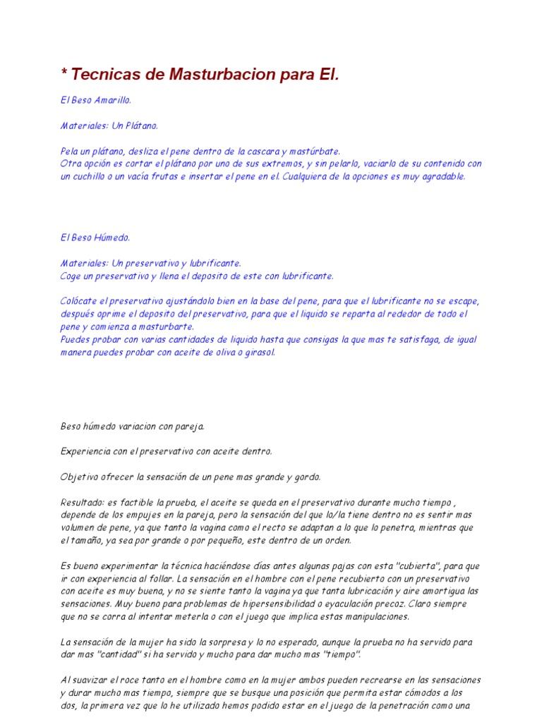 Masturbacion - Tecnicas de Masturbacion Masculina | PDF | Condón | Mujer