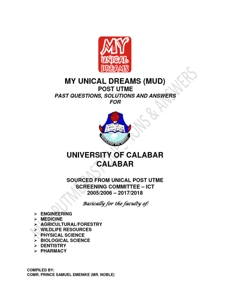 My Unical Dreams (Mud) : Post Utme | PDF | Transmission Medium ...