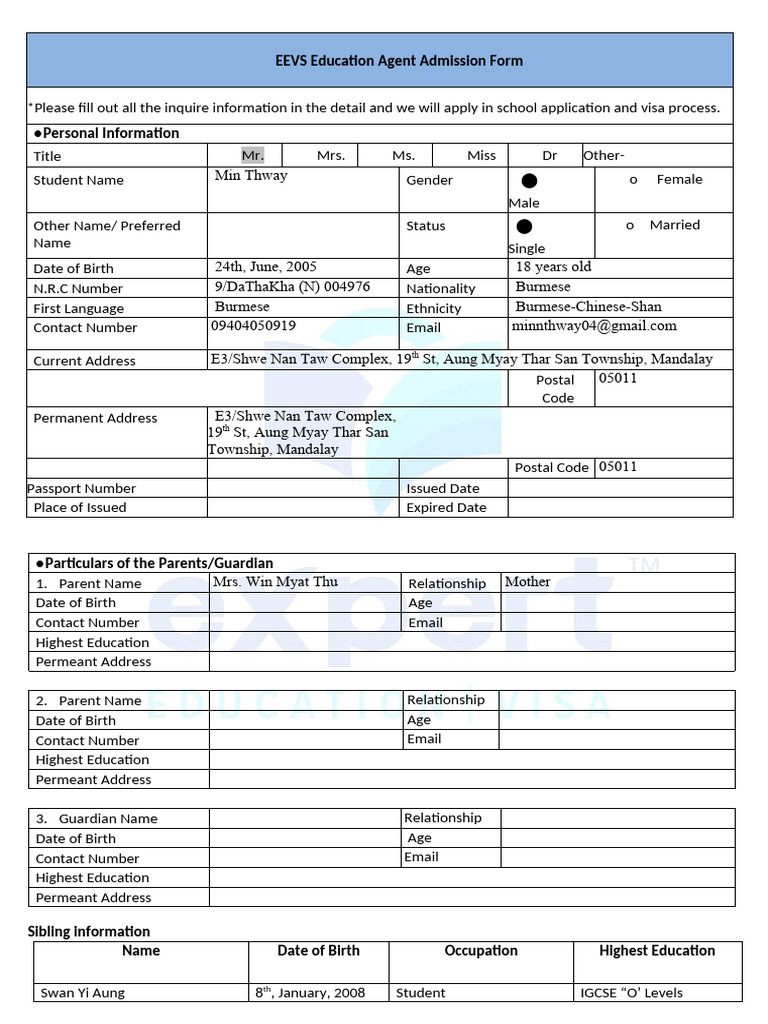 Admission Form | PDF
