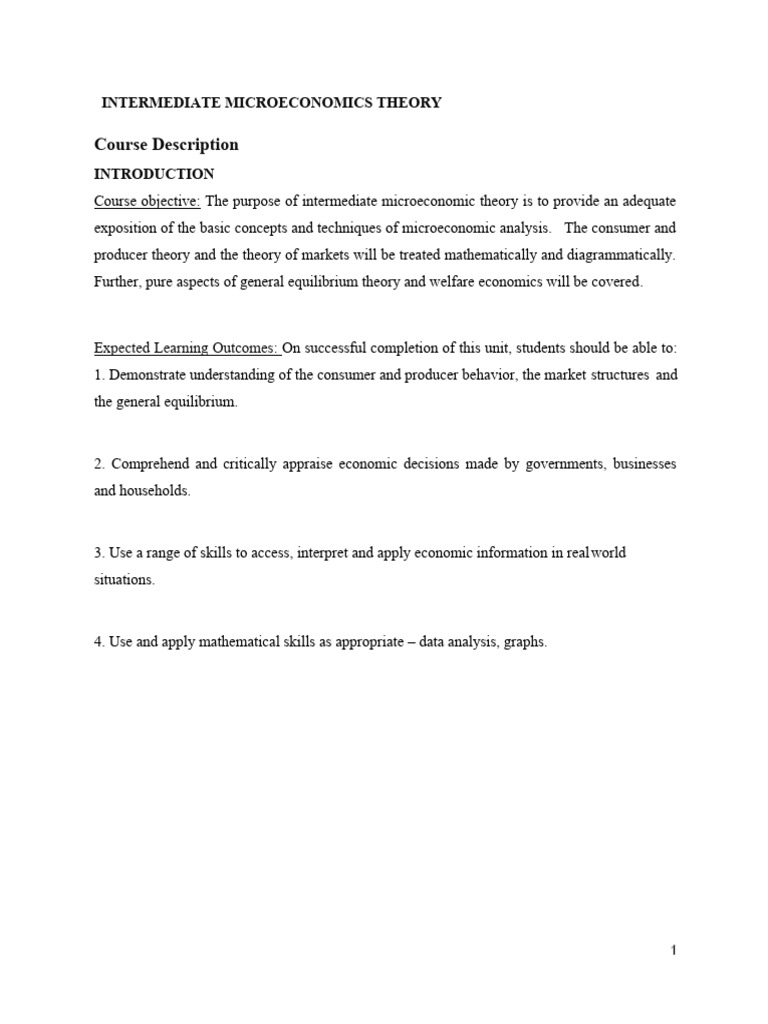 Handout 1 Consumer Behaviour Pdf Utility Microeconomics