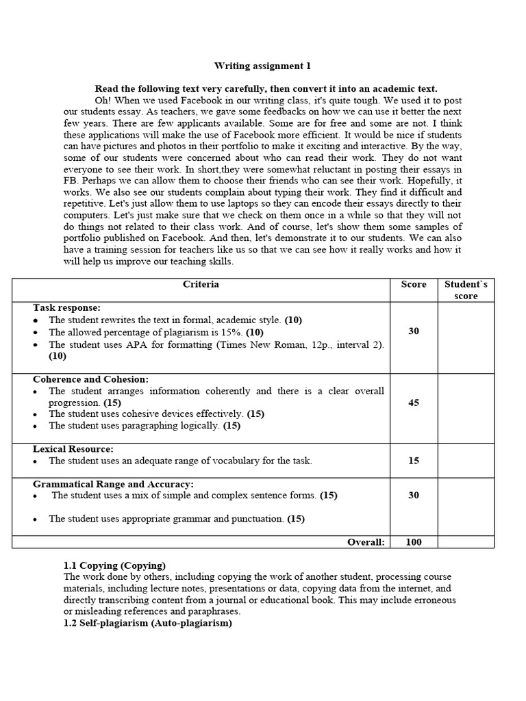 Writing Assignment 1 Academic Writing | PDF | Communication | Cognition