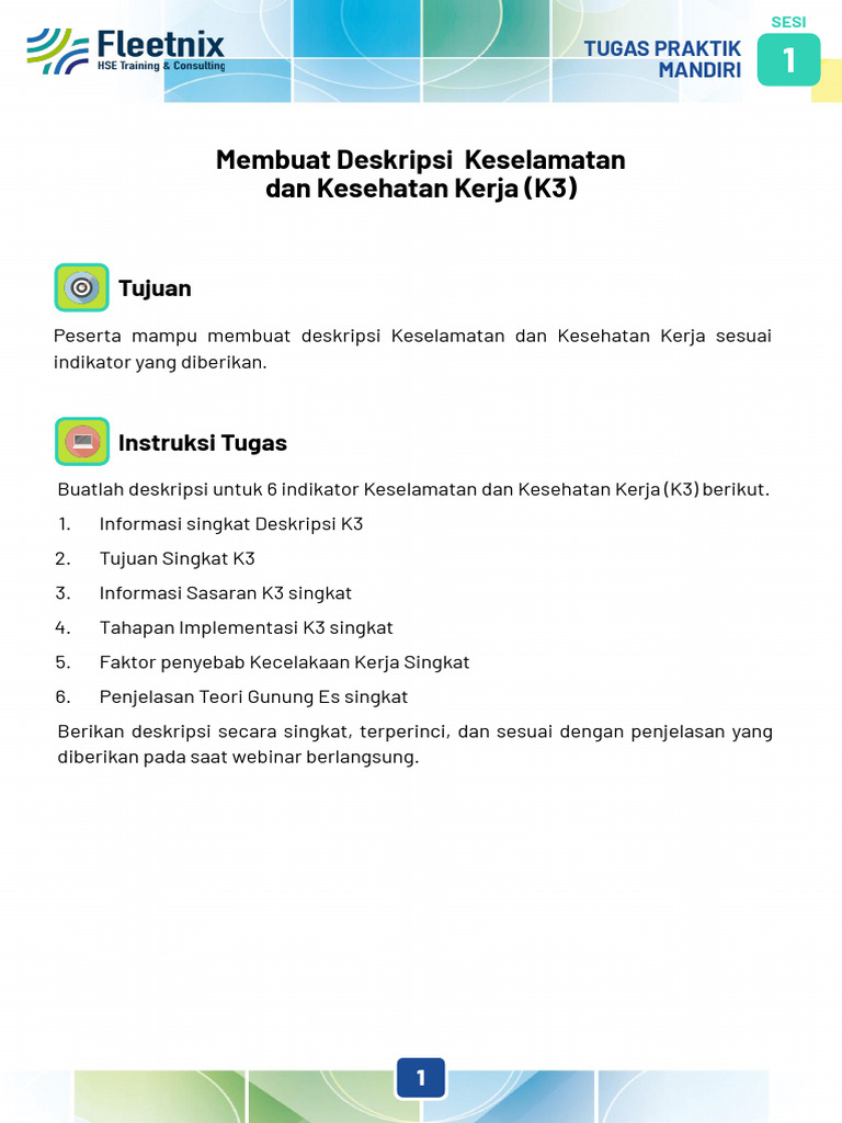 TPM 1 - Membuat Deskripsi Keselamatan Dan Kesehatan Kerja (K3) | PDF