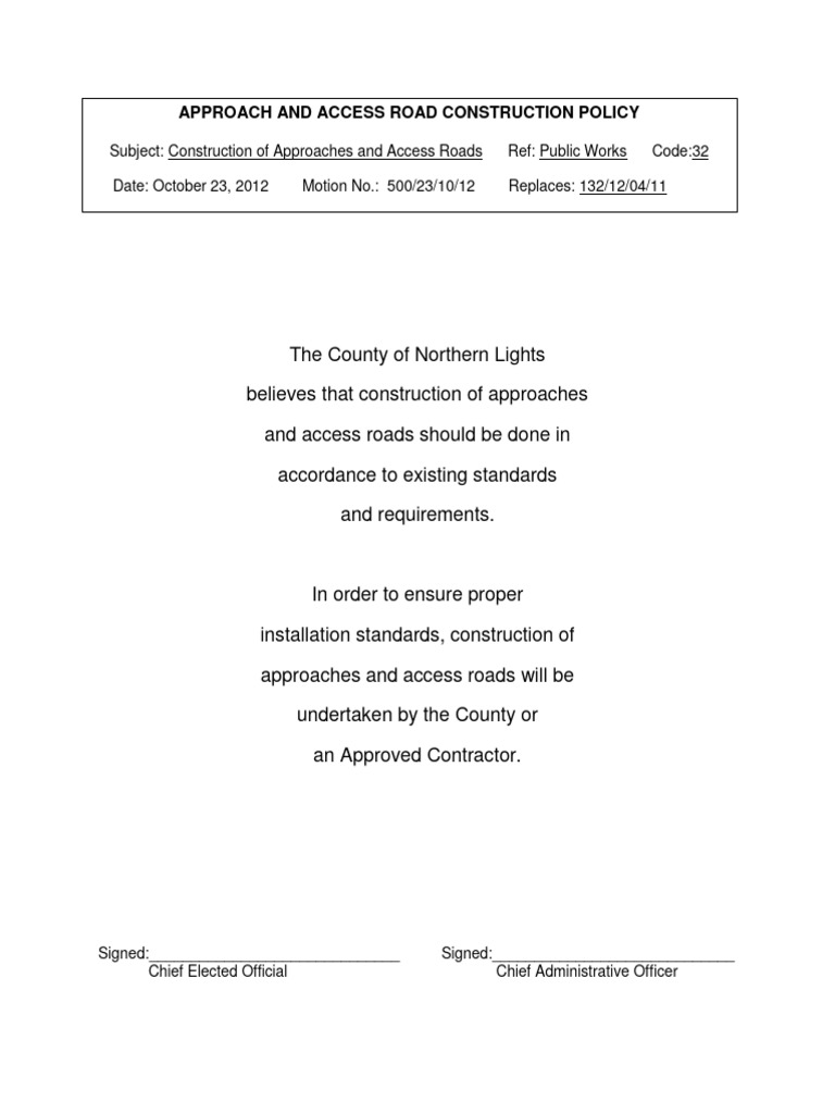 Approach Access Road Construction | PDF
