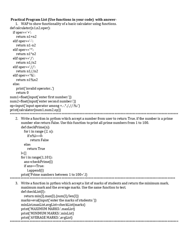 Practical Program List WITH SOLUTIONS | PDF | Text File | Computer Science