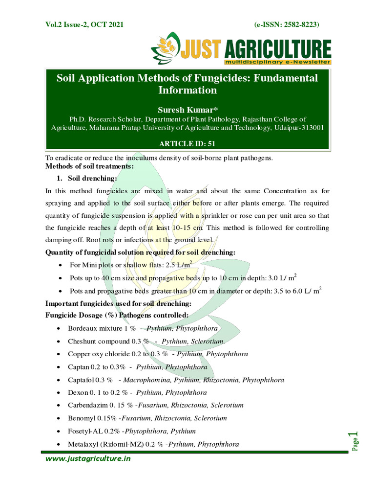 Soil Drenching Methods for Fungicides | PDF