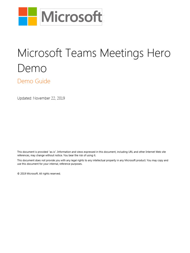 Microsoft Teams Meetings Hero Demo Guide | PDF