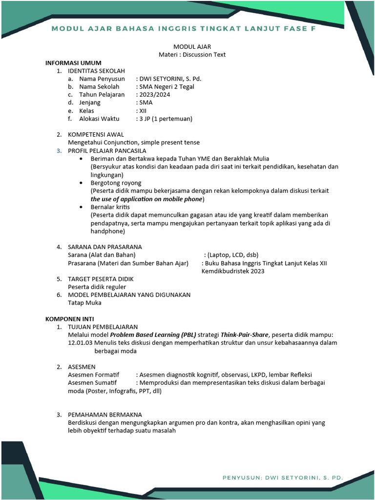 MA PBL-Think Pair Share (Discussion Text) | PDF