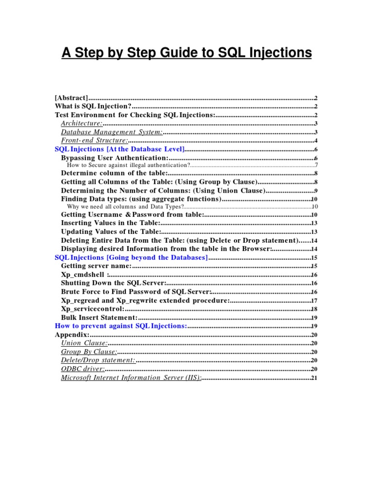 SQL Injection | PDF | Microsoft Sql Server | Pl/Sql