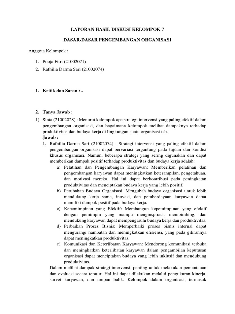 Laporan Hasil Diskusi Kelompok 7 | PDF