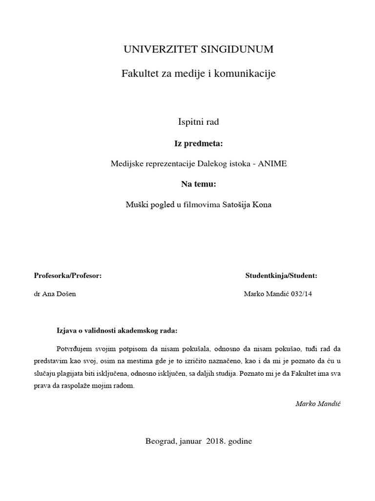 Primer Studentskog Rada | PDF