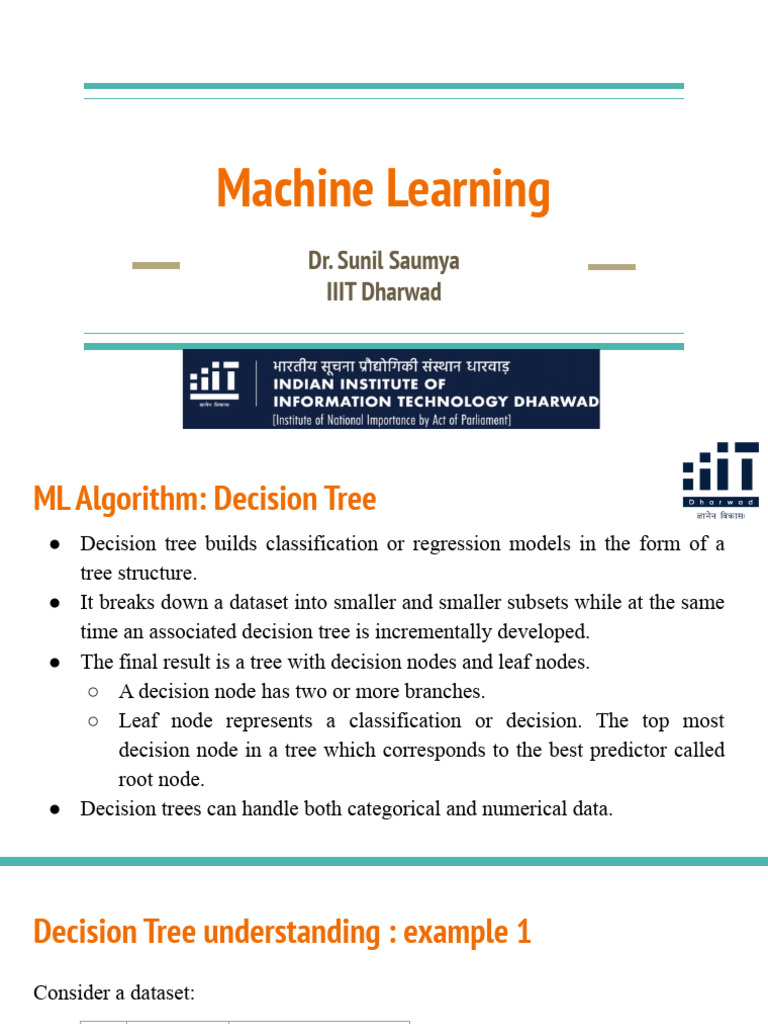 ML-Unit I - Decision Tree | PDF | Information Science | Learning