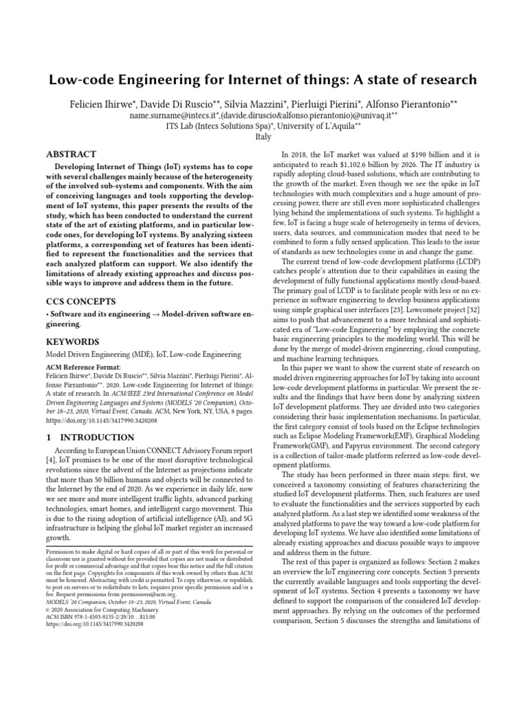 9.X Low-Code Engineering For Internet of Things A State of Research ... 9.X Low-Code Engineering For Internet of Things A State of Research ...