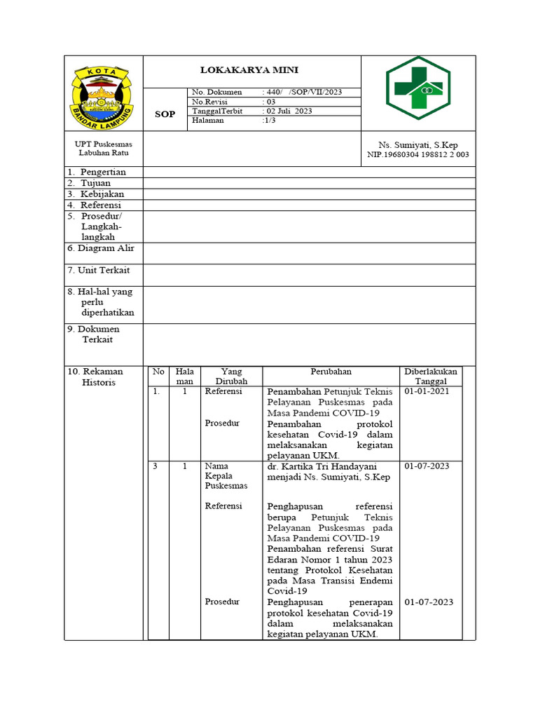 Format Penulisan SOP JAN - JULI 2023 | PDF