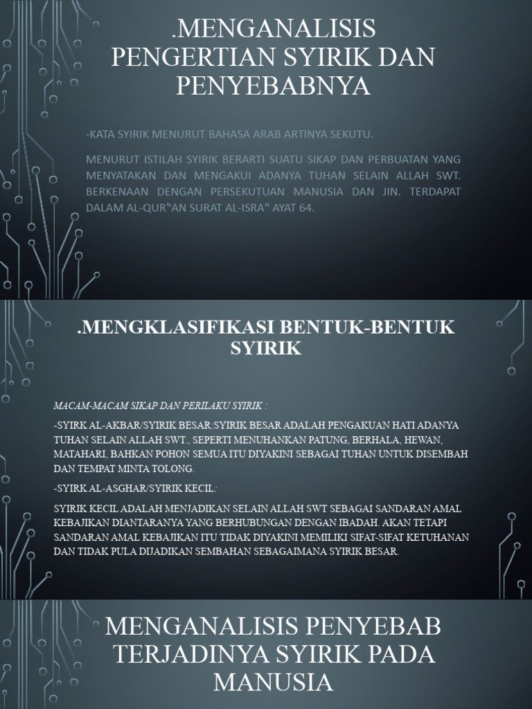 Menganalisis Pengertian Syirik Dan Penyebabnya | PDF