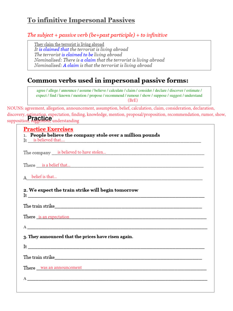 To Infinitive Impersonal Passives | PDF