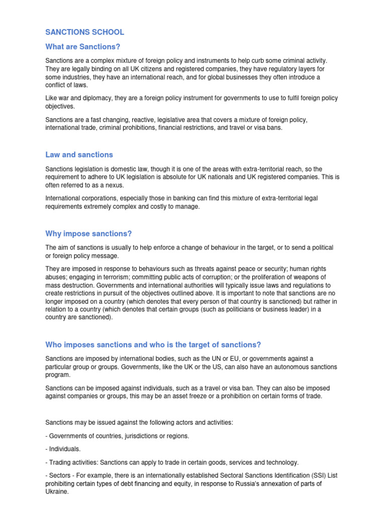 Sanctions School | PDF | International Sanctions | International Relations