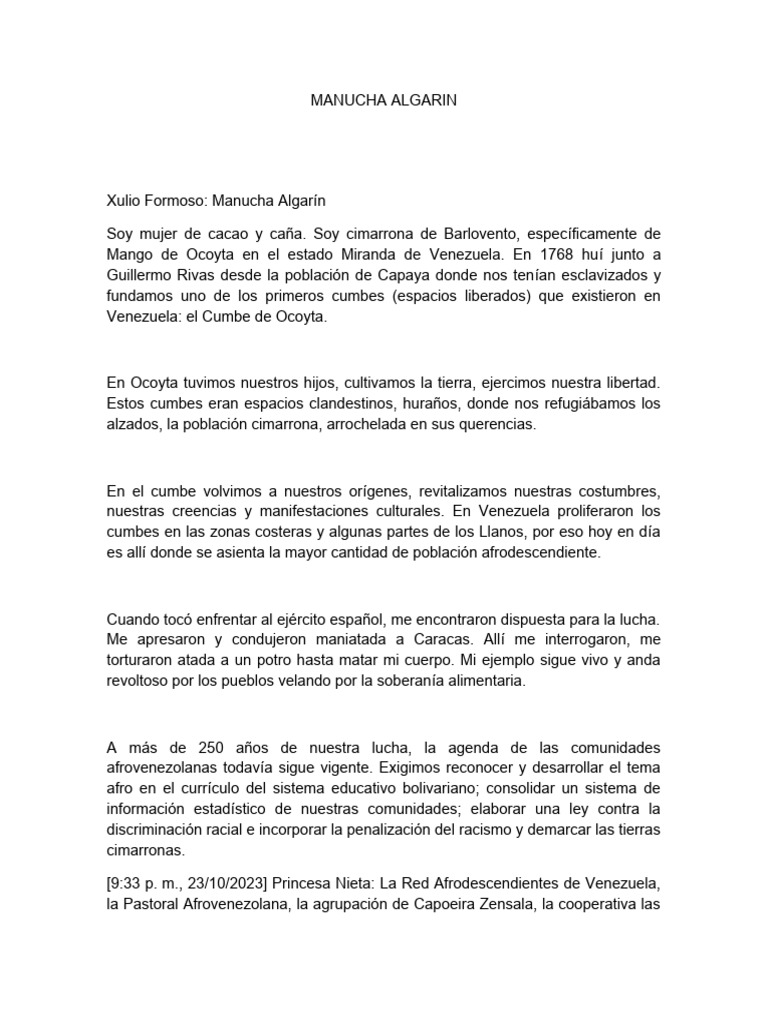 Manucha Algarin | PDF | Venezuela