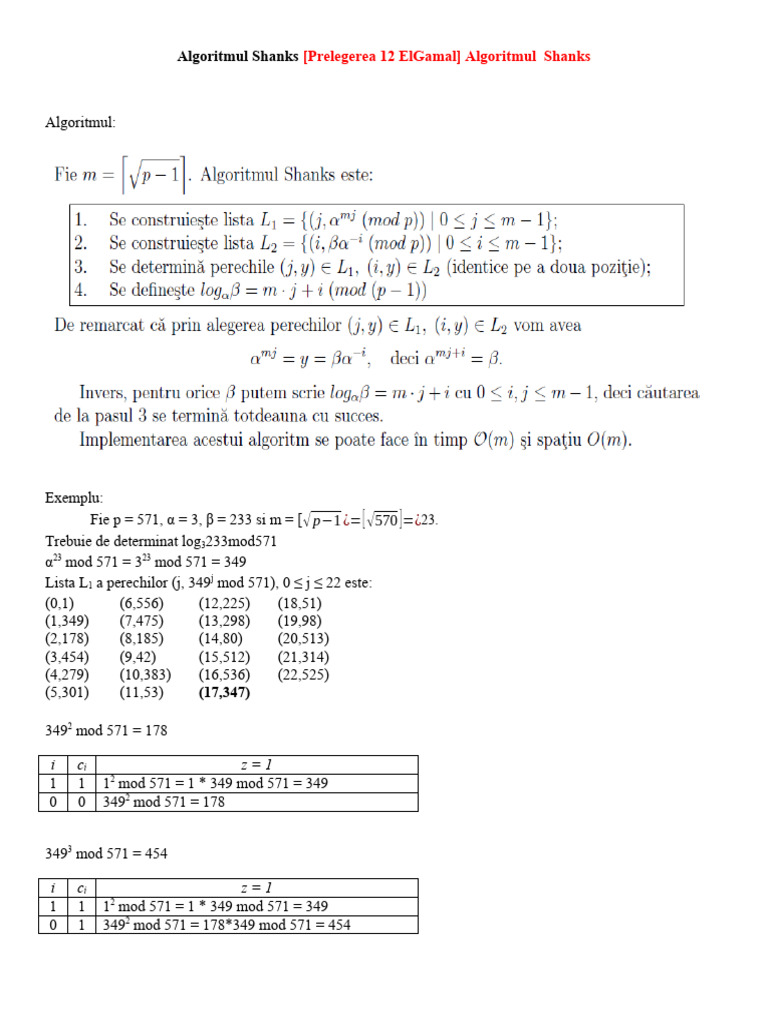 Algoritmul Shanks (Are Val) | PDF