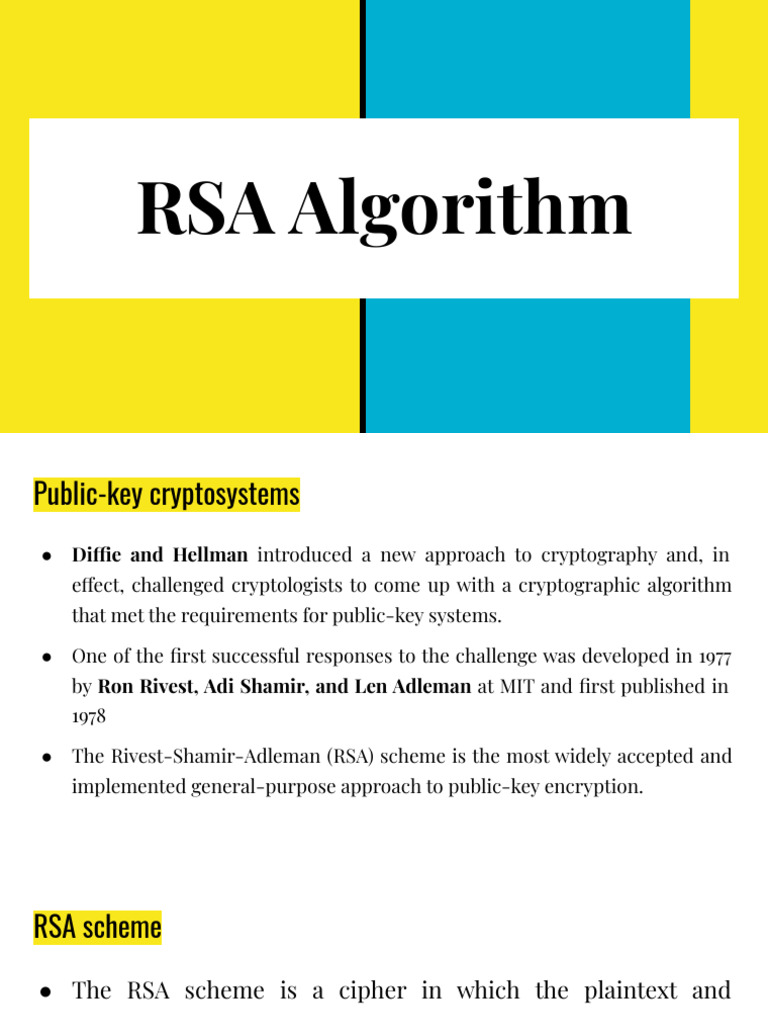 Rsa Algorithm Unit 3 Download Free Pdf Cryptography Public Key