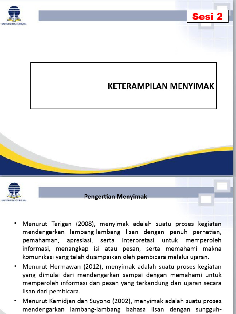 Sesi 2. Menyimak | PDF | Karier & Perkembangan