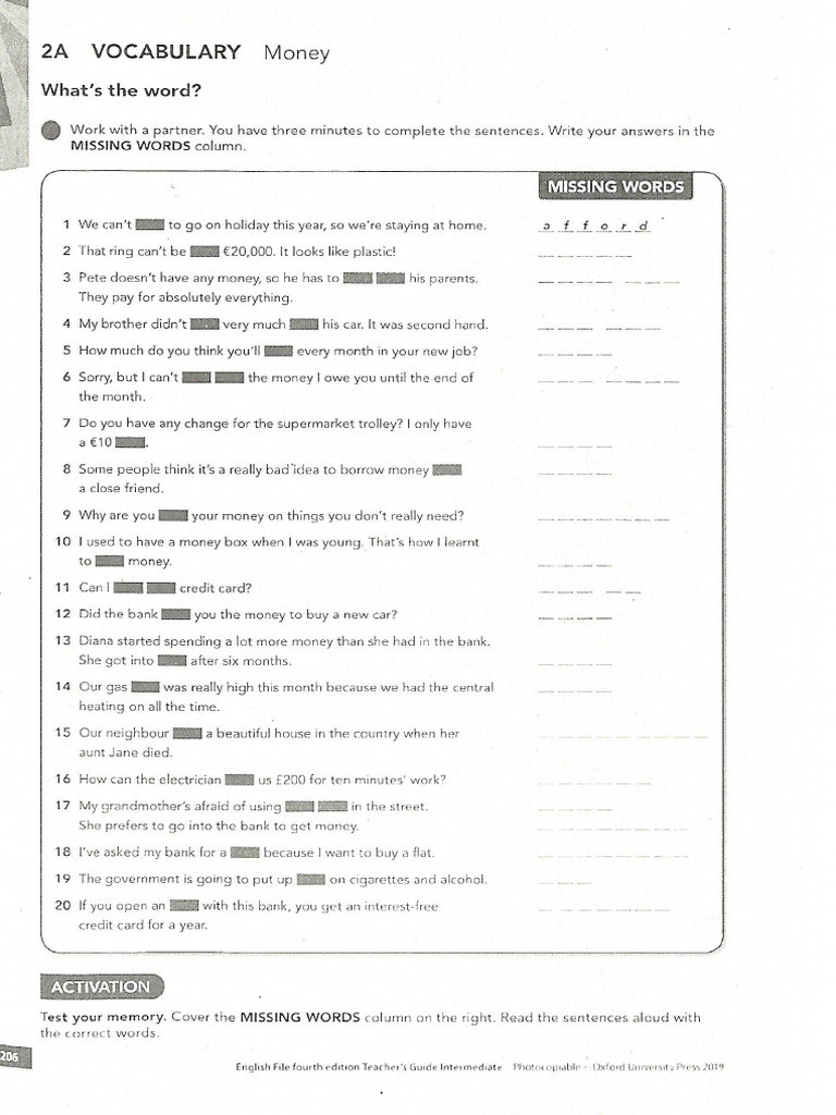 2a Vocabulary - Money | PDF