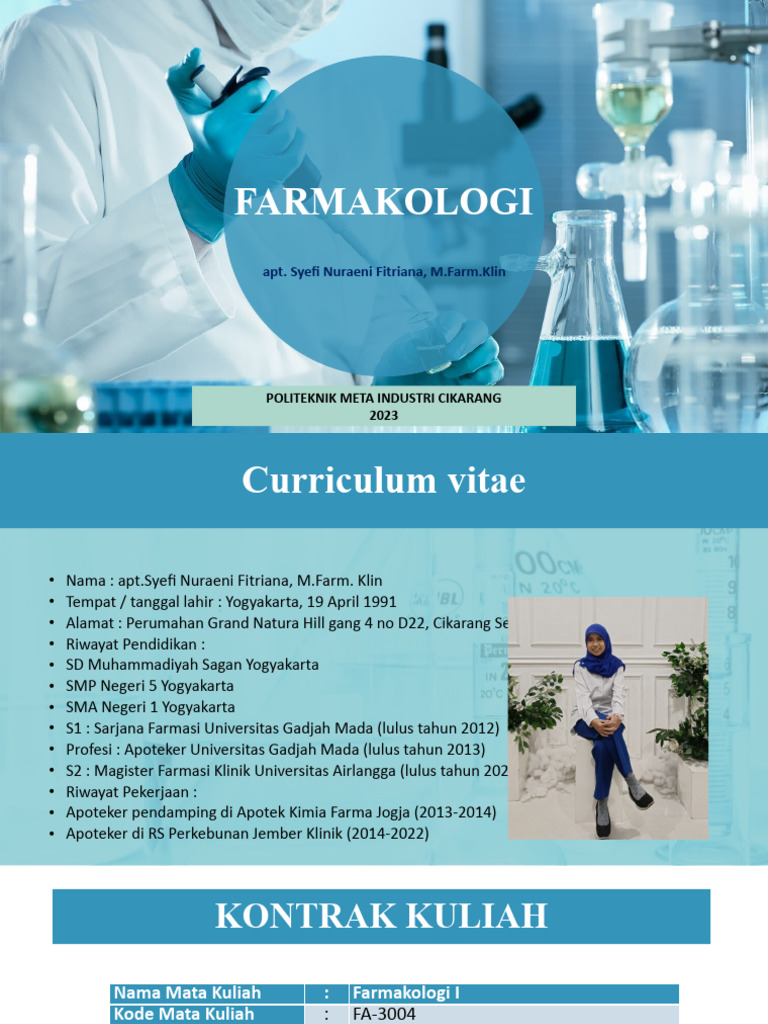 Pertemuan 1 Farmakologi I | PDF