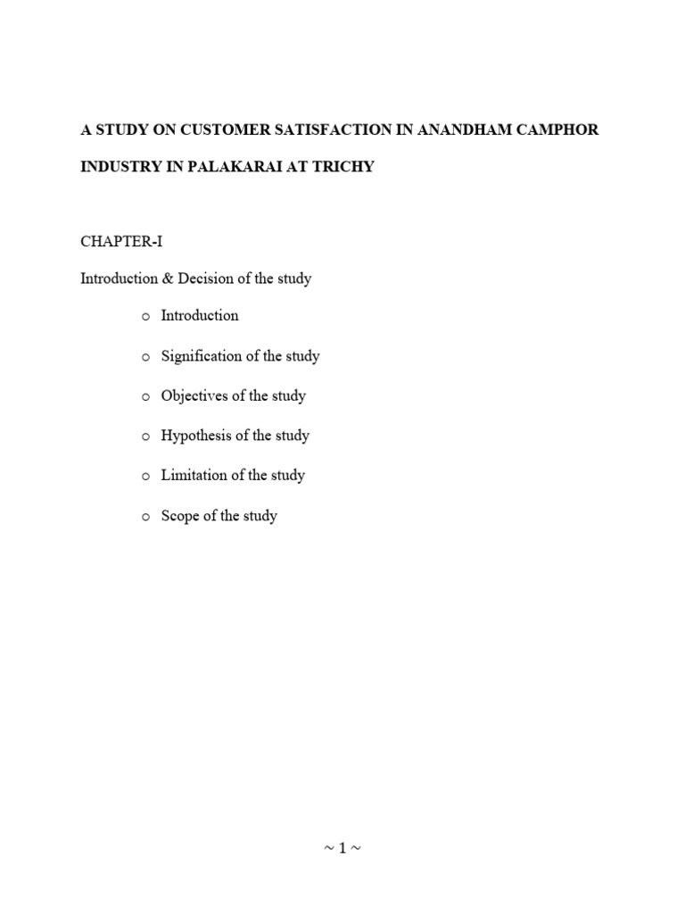 A Study On Customer Satisfaction in Anandham Camphor Industry Palakkarai Trichy | PDF | Consumer ...